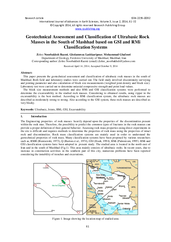 (PDF) Geotechnical Assessment and Classification of Ultrabasic Rock ...
