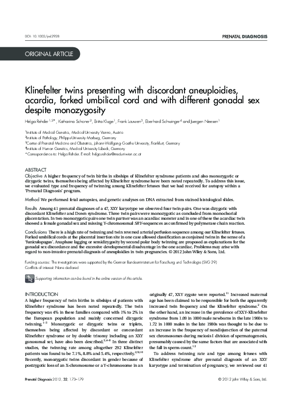 (PDF) Klinefelter twins presenting with discordant aneuploidies ...