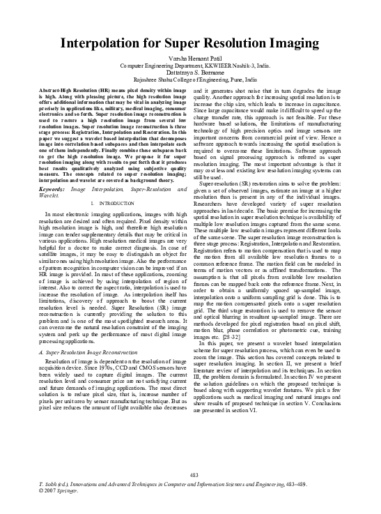 (PDF) Interpolation for Super Resolution Imaging