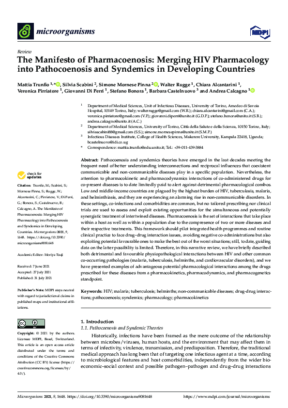 The Manifesto of Pharmacoenosis: Merging HIV Pharmacology into ...