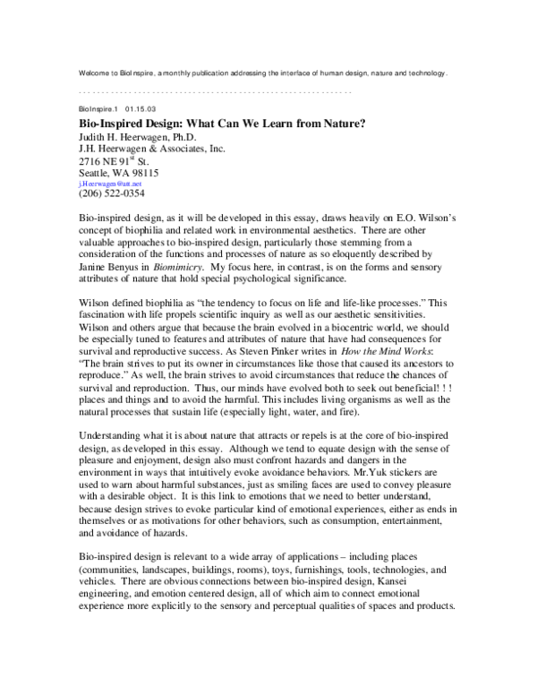 (PDF) Bio-inspired design: What can we learn from nature