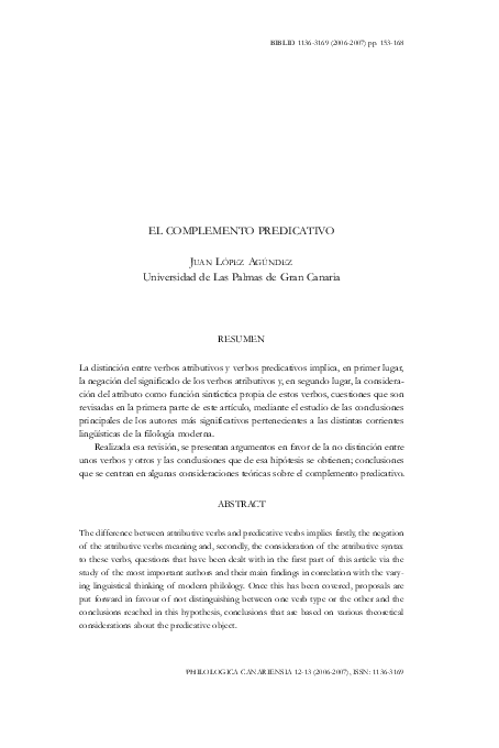 (PDF) El complemento predicativo