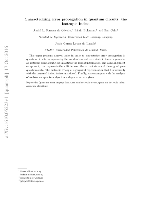 (PDF) Characterizing error propagation in quantum circuits: the Isotropic Index