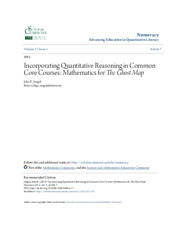 (PDF) Incorporating Quantitative Reasoning in Common Core Courses ...