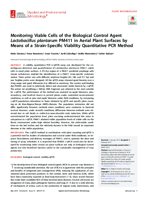 (PDF) Monitoring Viable Cells of the Biological Control Agent ...