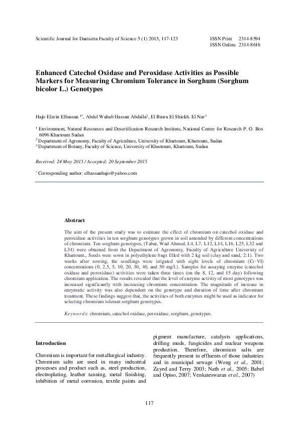 (PDF) Enhanced Catechol Oxidase and Peroxidase Activities as Possible Markers for Measuring ...