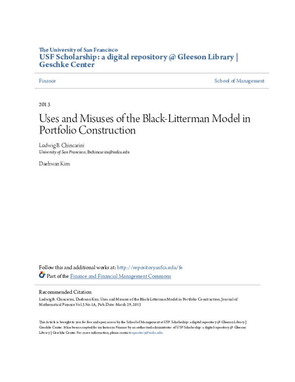 (PDF) Uses and Misuses of the Black-Litterman Model in Portfolio ...