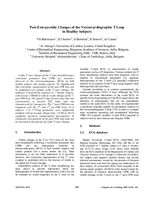 (PDF) Post-extrasystolic changes of the vectorcardiographic T loop in ...