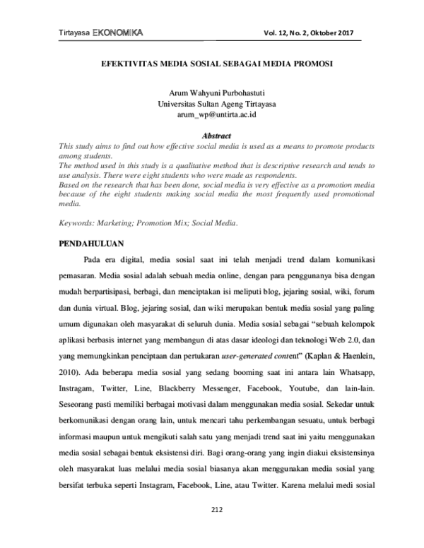 (PDF) Efektivitas Media Sosial Sebagai Media Promosi