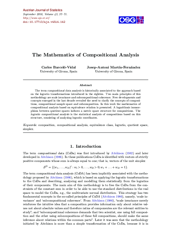 Pdf The Mathematics Of Compositional Analysis