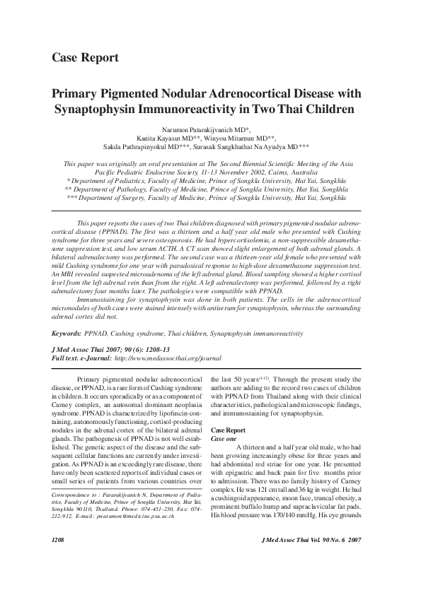 (PDF) Primary pigmented nodular adrenocortical disease: paradoxical ...