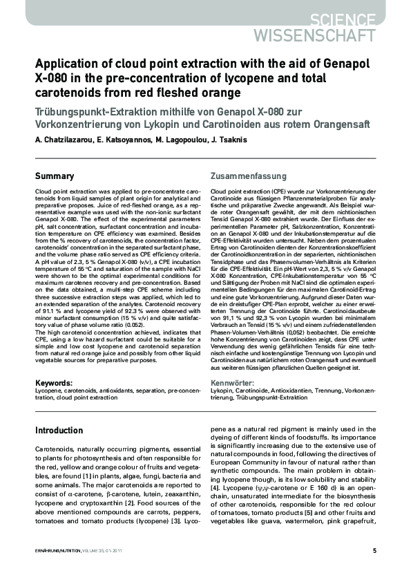 (PDF) Application of cloud point extraction with the aid of Genapol X ...