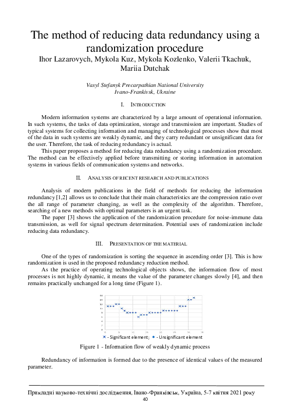 Pdf The Method Of Reducing Data Redundancy Using A Randomization Procedure