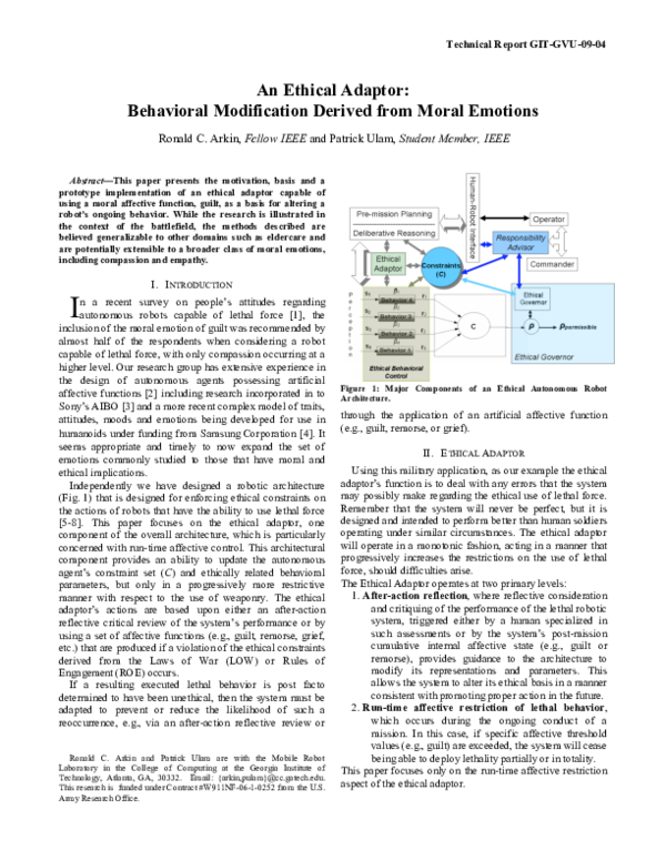 (PDF) An ethical adaptor: behavioral modification derived from moral ...