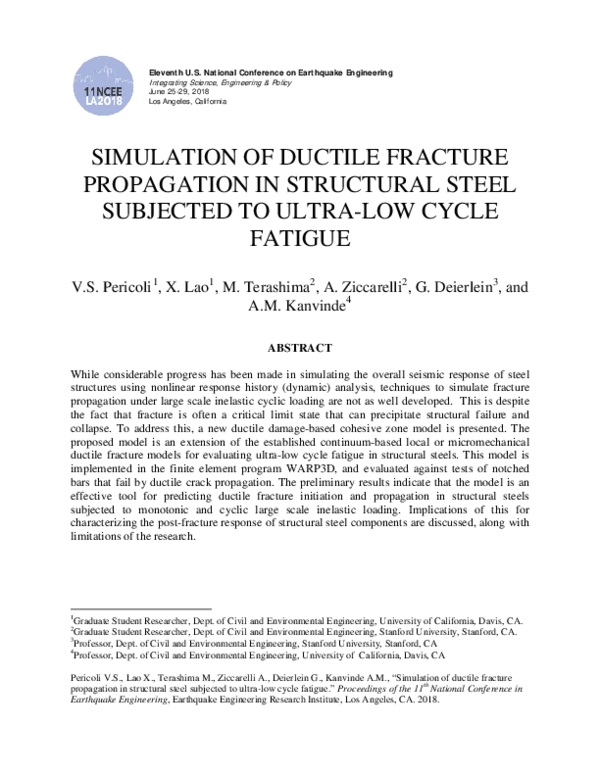 Pdf Simulation Of Ductile Fracture Propagation In Structural Steel