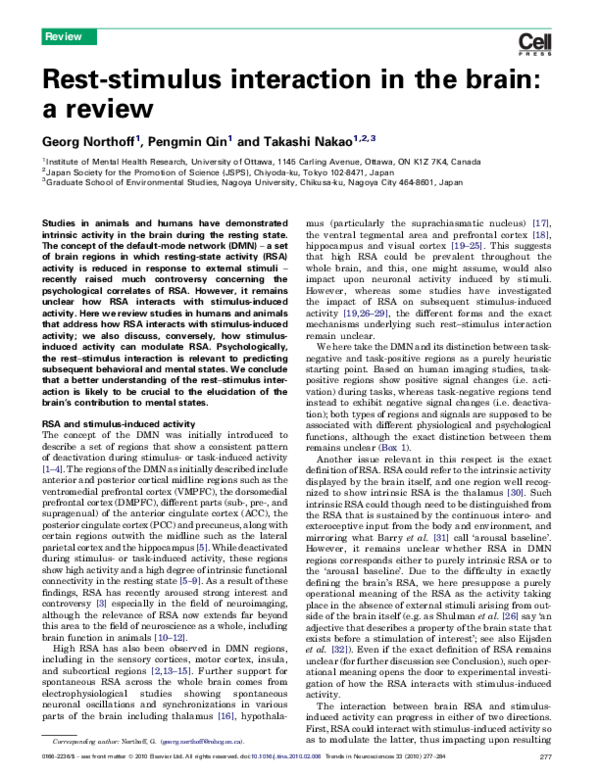 (PDF) Rest-stimulus interaction in the brain: a review