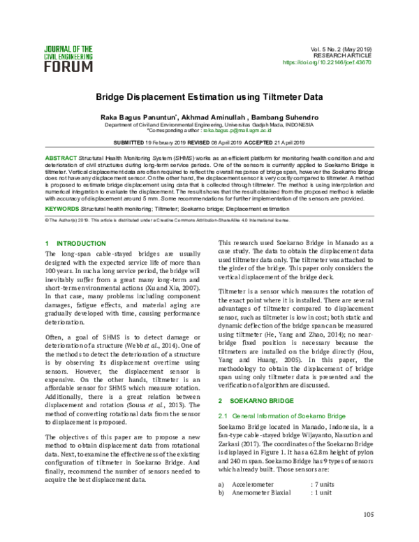 (PDF) Bridge Displacement Estimation using Tiltmeter Data