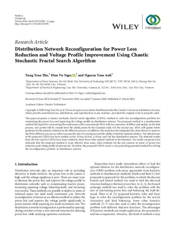 (PDF) Distribution Network Reconfiguration for Power Loss Reduction and ...