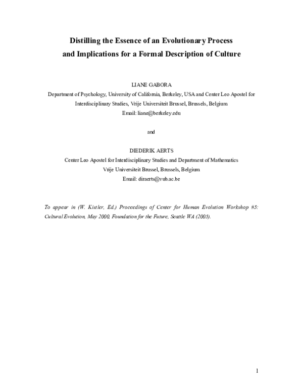 (PDF) Distilling the Essence of an Evolutionary Process and ...