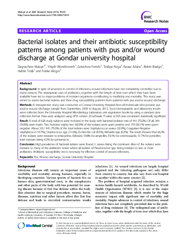 (PDF) Bacterial isolates and their antibiotic susceptibility patterns ...