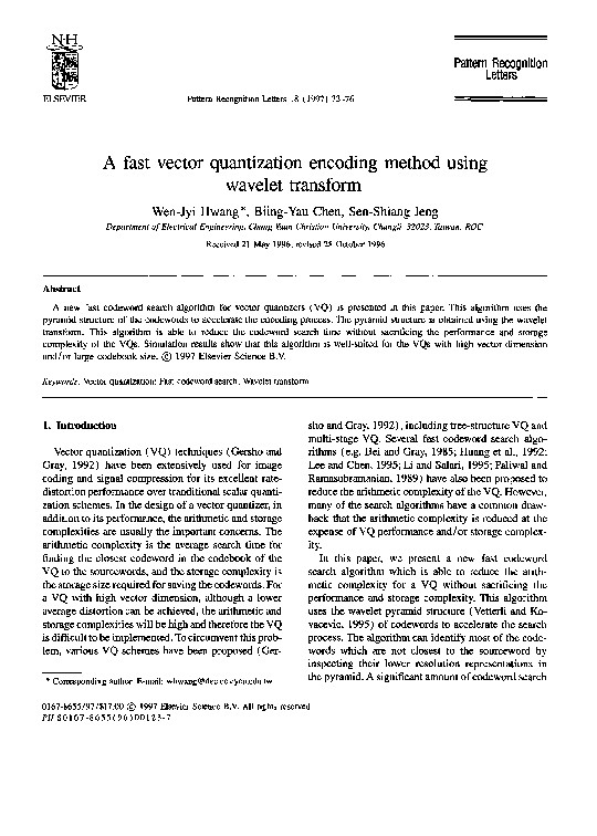 (PDF) A fast vector quantization encoding method using wavelet transform | Kwangyun Wohn ...