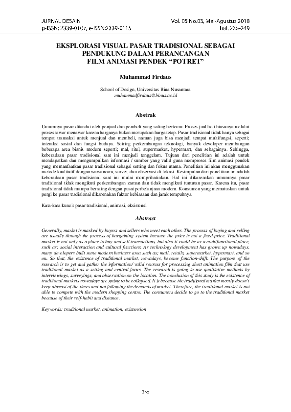 (PDF) Eksplorasi Visual Pasar Tradisional sebagai Pendukung dalam Perancangan Film Animasi ...