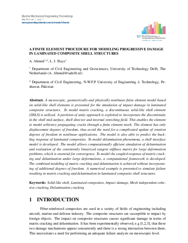 (PDF) A Finite Element Procedure for Modeling Progressive Damage in Laminated Composite Shell ...