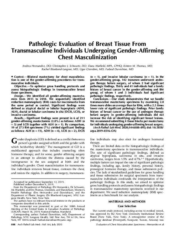 (PDF) Pathologic Evaluation of Breast Tissue From Transmasculine ...