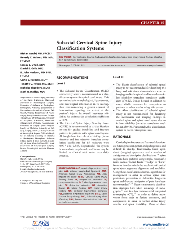 (PDF) The Subaxial Cervical Spine Injury Classification System