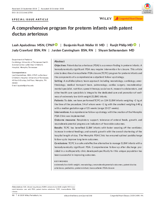 (PDF) A comprehensive program for preterm infants with patent ductus ...
