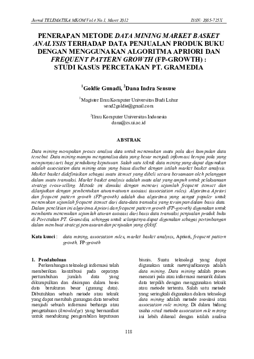 (PDF) Penerapan Metode Data Mining Market Basket Analysis Terhadap Data ...