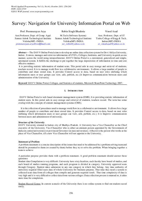 (PDF) Survey: Navigation for University Information Portal on Web