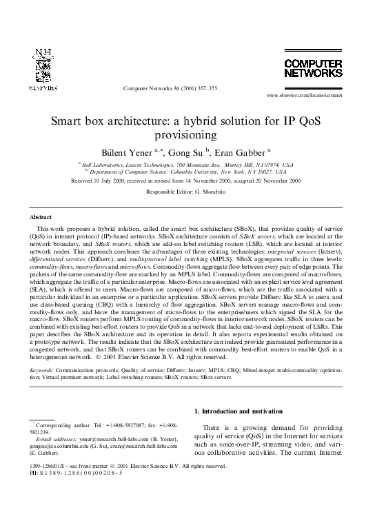 (PDF) Smart box architecture: A hybrid solution for ip qos provisioning