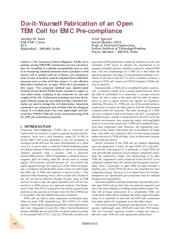 (PDF) Do-it-Yourself Fabrication of an Open TEM Cell for EMC Pre-compliance