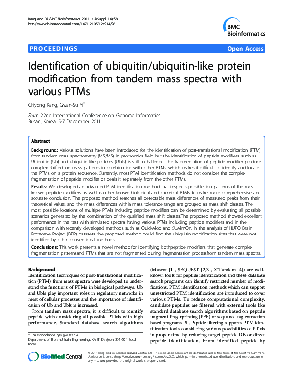 (PDF) Identification of ubiquitin/ubiquitin-like protein modification ...