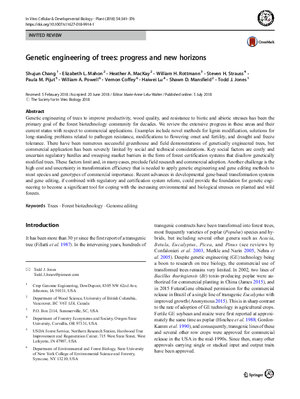 (PDF) Genetic engineering of trees: progress and new horizons
