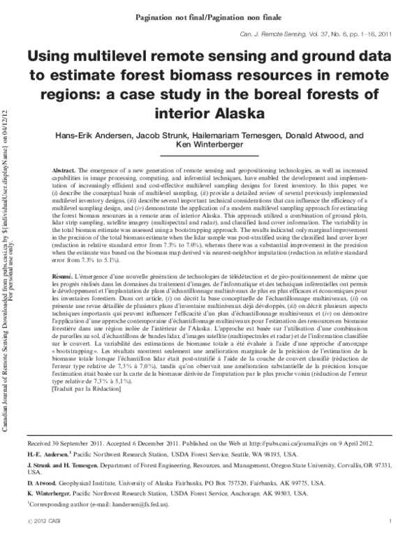 (PDF) Using multilevel remote sensing and ground data to estimate forest biomass resources in ...