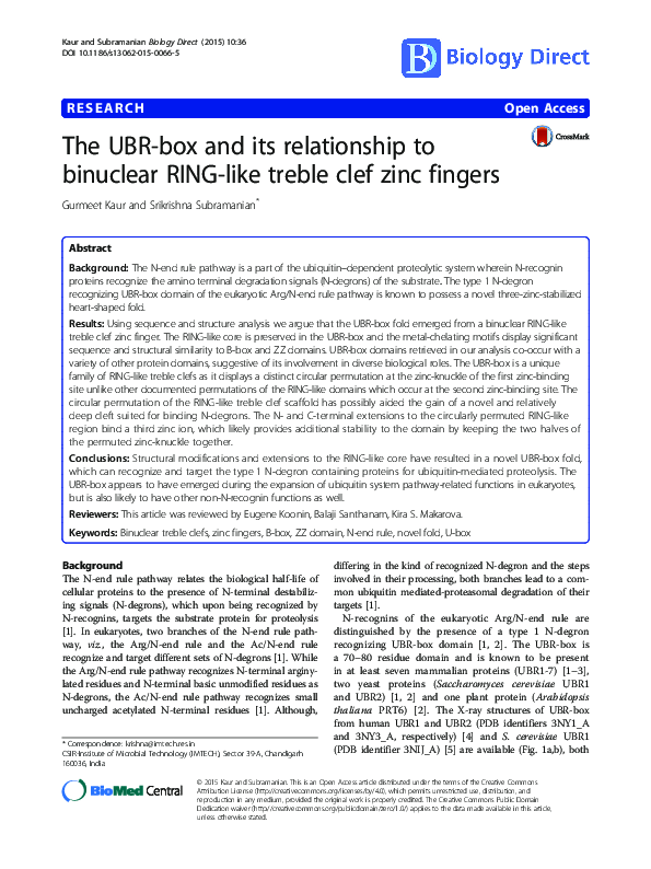 (PDF) The UBR-box and its relationship to binuclear RING-like treble ...