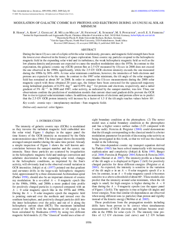 (PDF) Modulation of Galactic Cosmic Ray Protons and Electrons During an ...