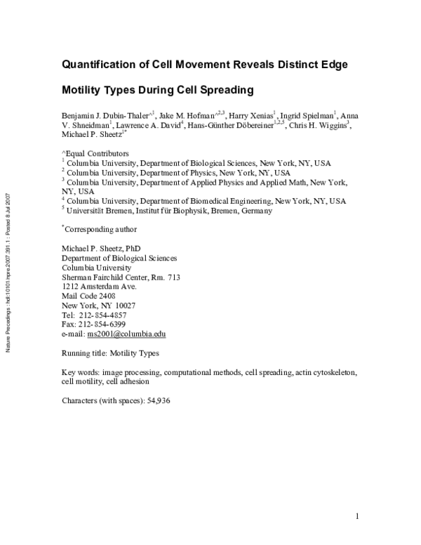 (PDF) Quantification of Cell Movement Reveals Distinct Edge Motility ...