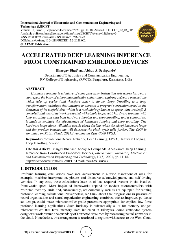 (PDF) ACCELERATED DEEP LEARNING INFERENCE FROM CONSTRAINED EMBEDDED DEVICES