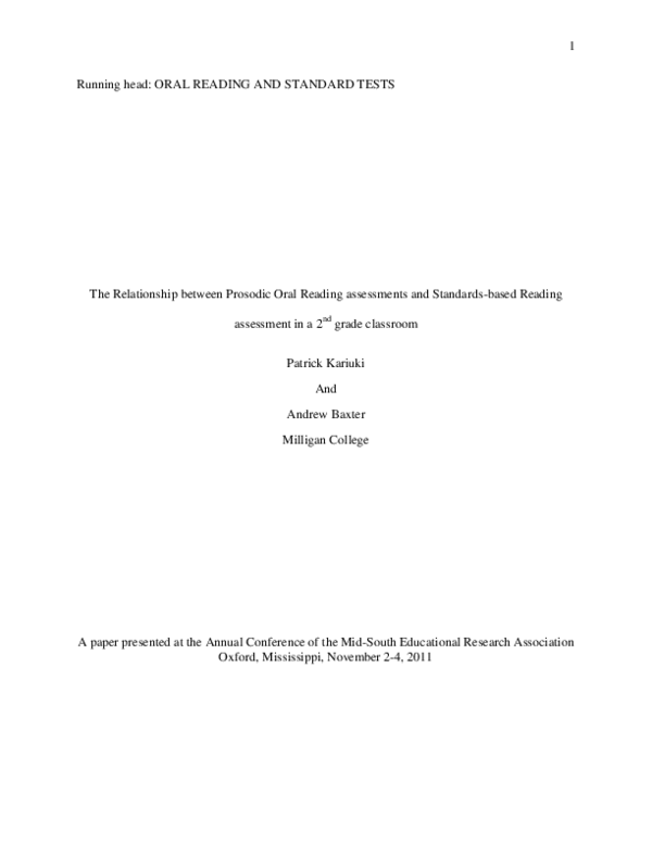 (PDF) The Relationship between Prosodic Oral Reading Assessments and ...