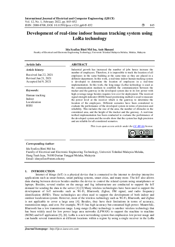 (PDF) Development of real-time indoor human tracking system using LoRa ... (PDF) Development of real-time indoor human tracking system using LoRa ...