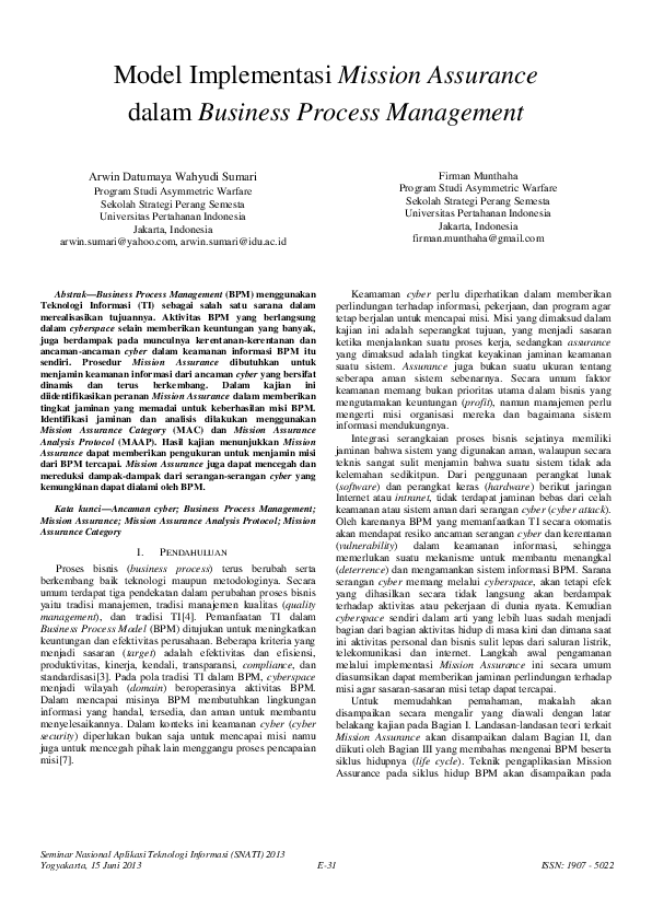 (PDF) Model Implementasi Mission Assurance Dalam Business Process ...