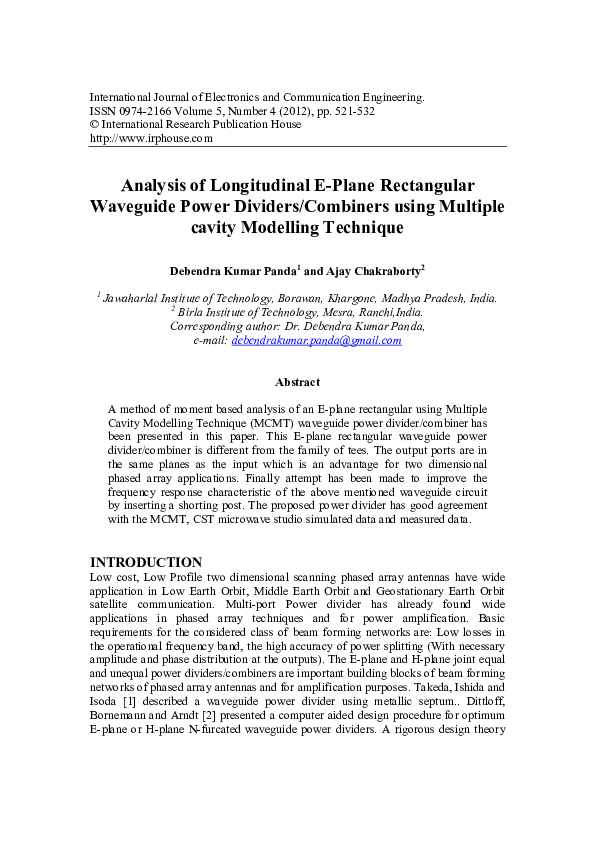 Pdf Analysis Of Longitudinal E Plane Rectangular Waveguide Power
