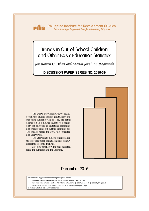 (PDF) Trends in Out-of-School Children and Other Basic Education Statistics