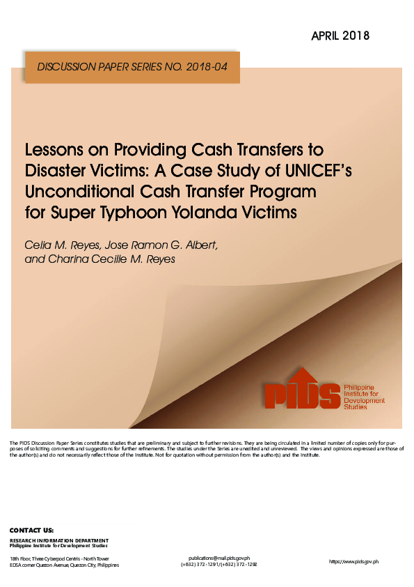 (PDF) Lessons on Providing Cash Transfers to Disaster Victims: A Case ...