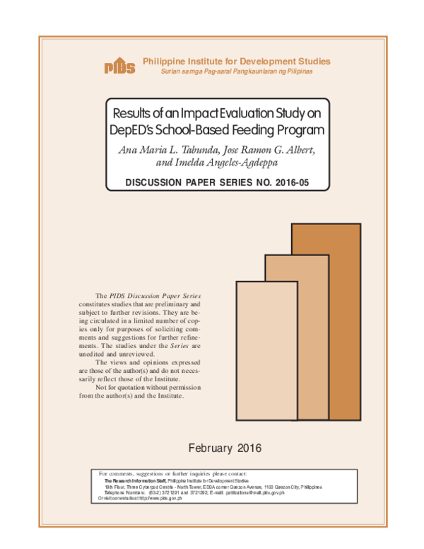 (PDF) Results of an impact evaluation study on DepED's school-based ...