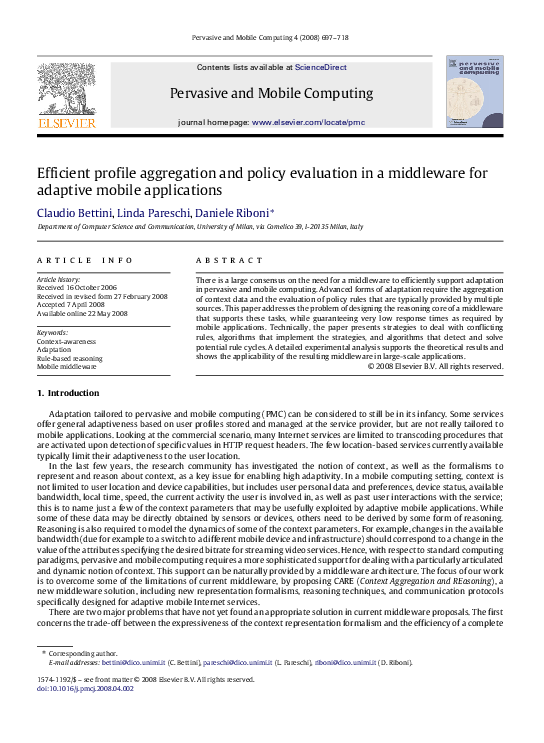 (PDF) Efficient profile aggregation and policy evaluation in a middleware for adaptive mobile ...