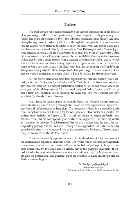(PDF) Fungal and Fungal-like Plant Pathogens oF the Maltese islands